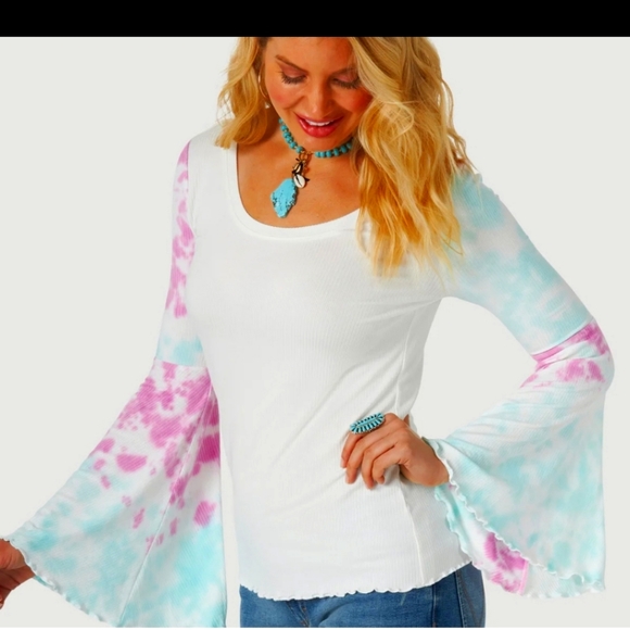 Wrangler | Tops | Wrangler Retro Bell Sleeve Tie Dye Shirt | Poshmark